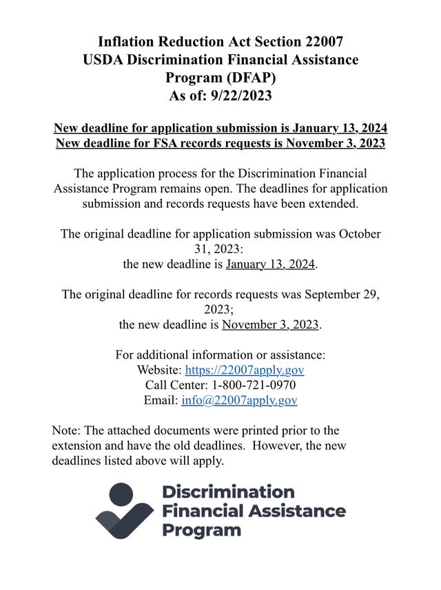 USDA Discrimination Financial Assistance Program (DFAP) Workshops ...